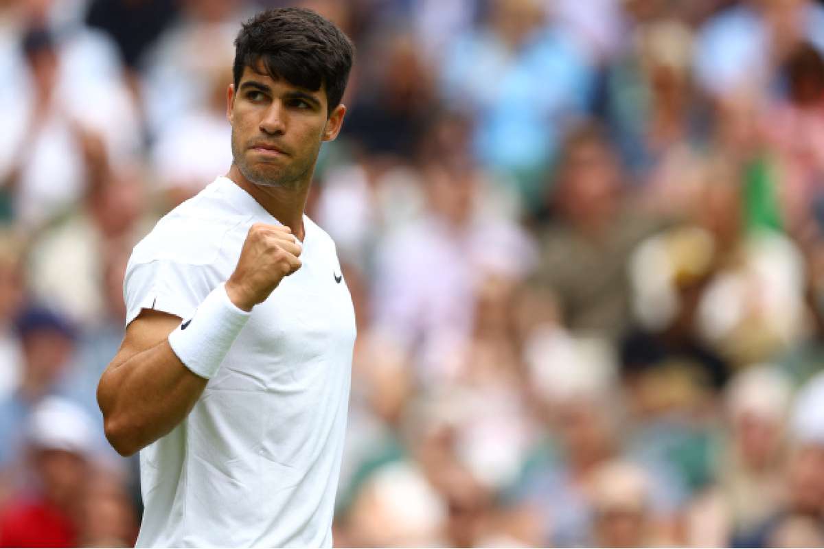 Defending champion Alcaraz sees off spirited Lajal to reach Wimbledon ...