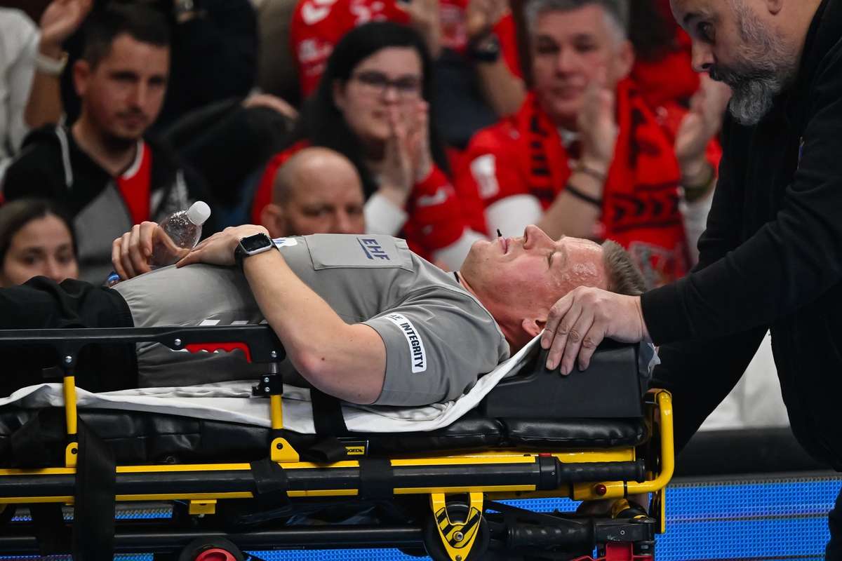 For the second time in two weeks Danish referee is stretchered off ...