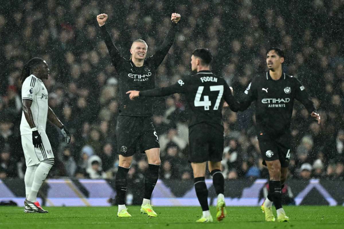 Man City survive Fulham fightback as Haaland hits century in nine-goal ...
