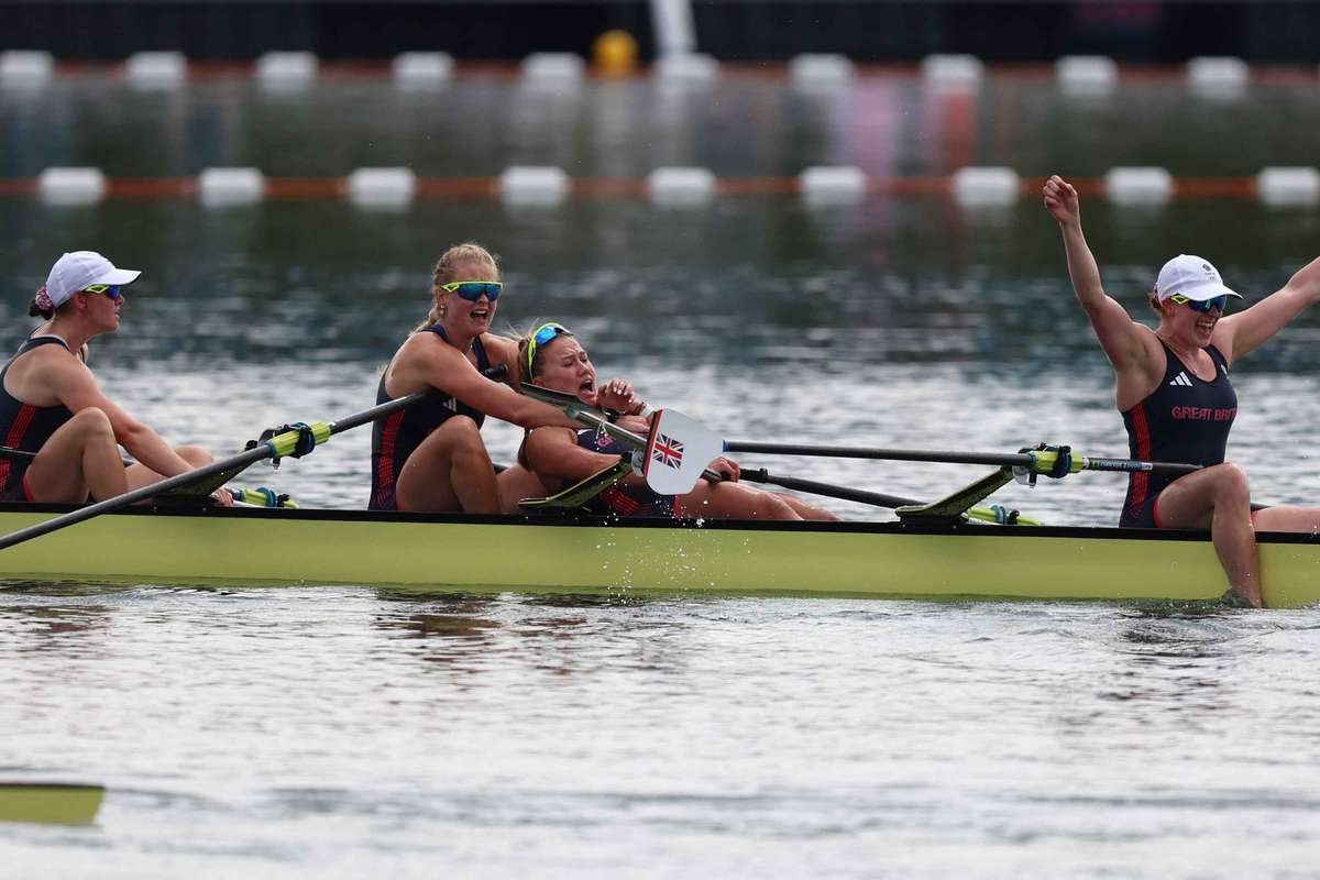 Team GB rowers seal gold in women's quadruple sculls at Paris Olympics ...