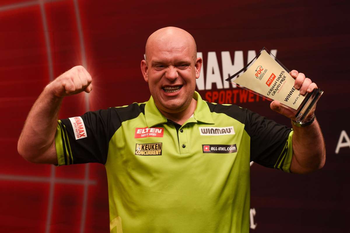 Michael van Gerwen defeats rising star Gian van Veen in Germany to ...
