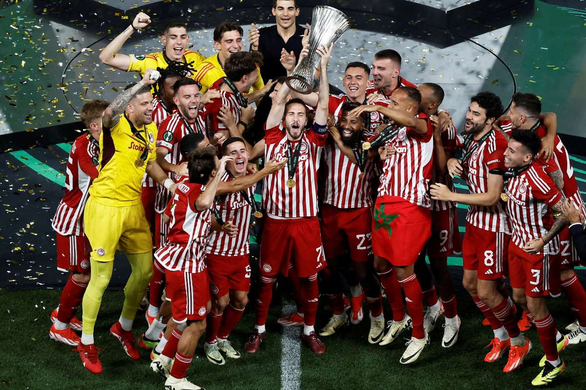 Ecstatic Olympiakos players hail team spirit after European title win ...