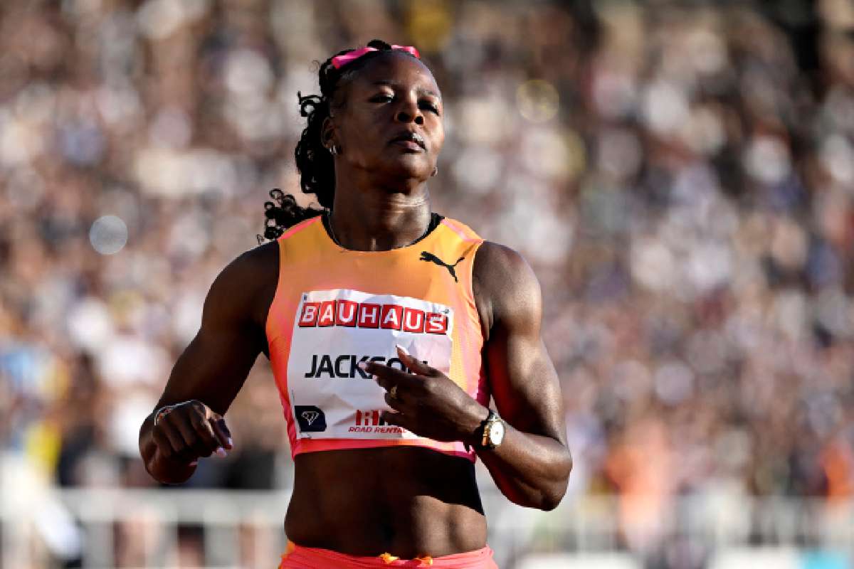 Shericka Jackson completes sprint double at Jamaican Olympic trials ...